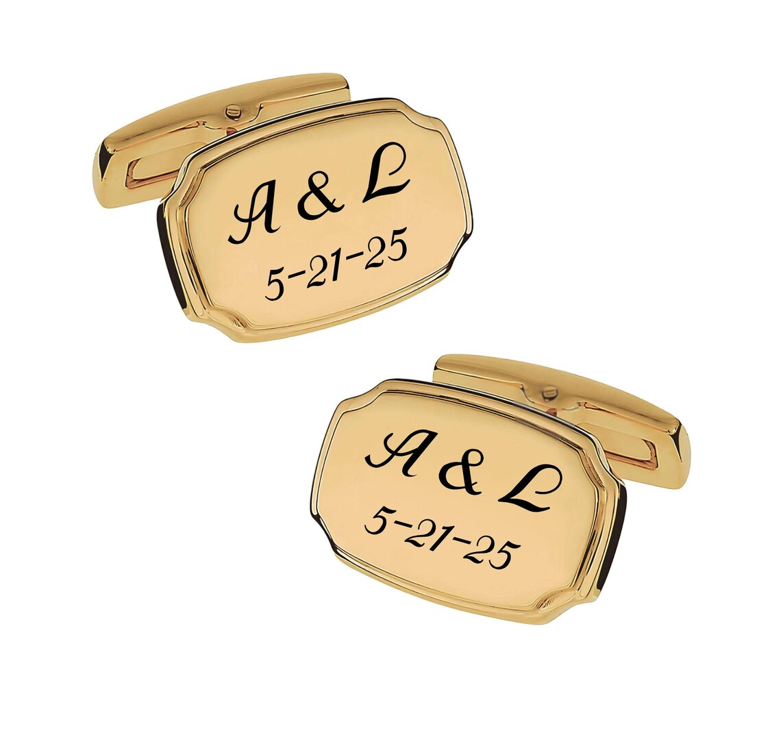 Personalized Gold Cufflinks, Engraved Monogram, Groomsmen Gift - Etsy