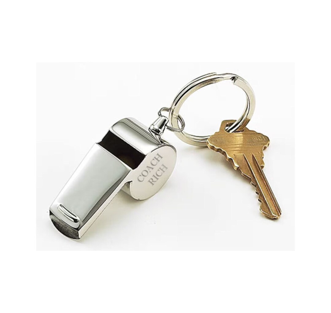 Personalized Coach Whistle Keychain, Custom Engraved Whistle Keychain ...