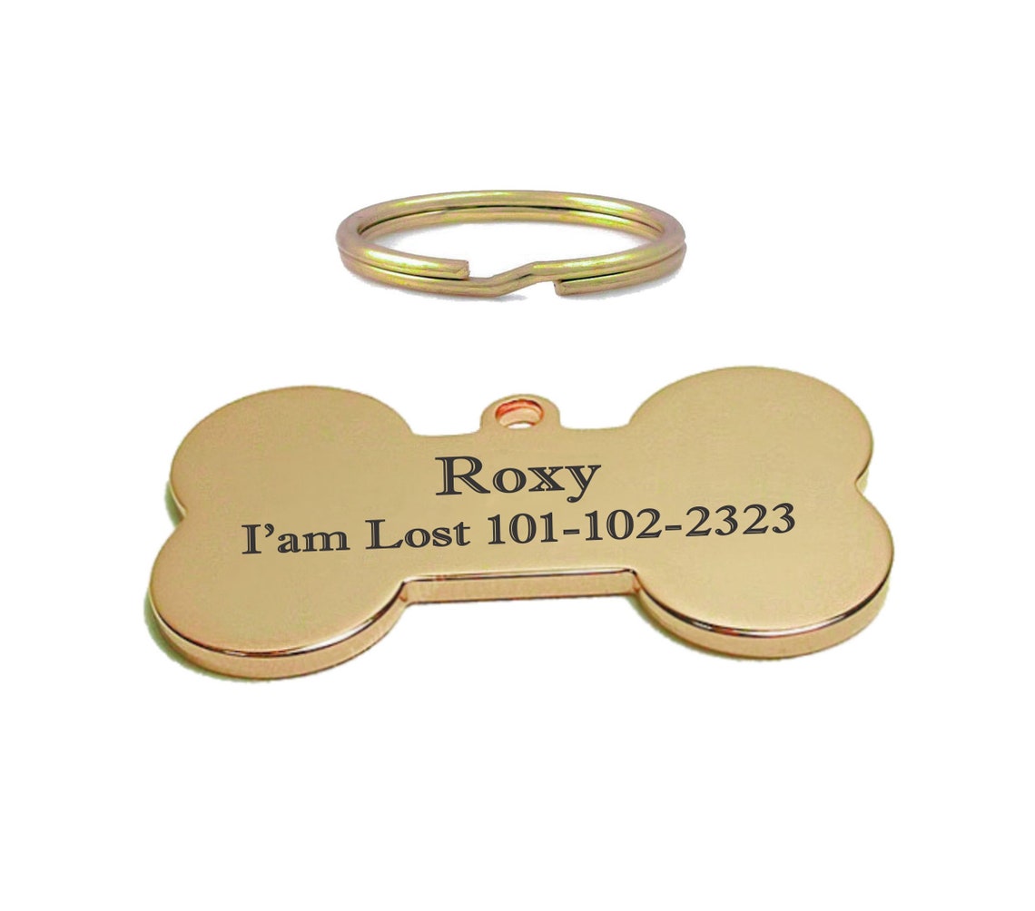 Personalized Gold Dog Bone Pet Tag Engraved Dog Tags Custom - Etsy
