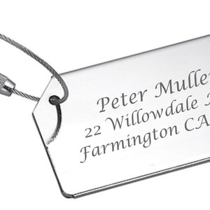 Custom Engraved Luggage Tag, Silver Luggage Tag, Engraved Suitcase Tag ...
