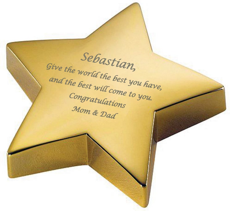 Personalized Gold Star Paperweight, Custom Engraved Gift, Star Award - Etsy