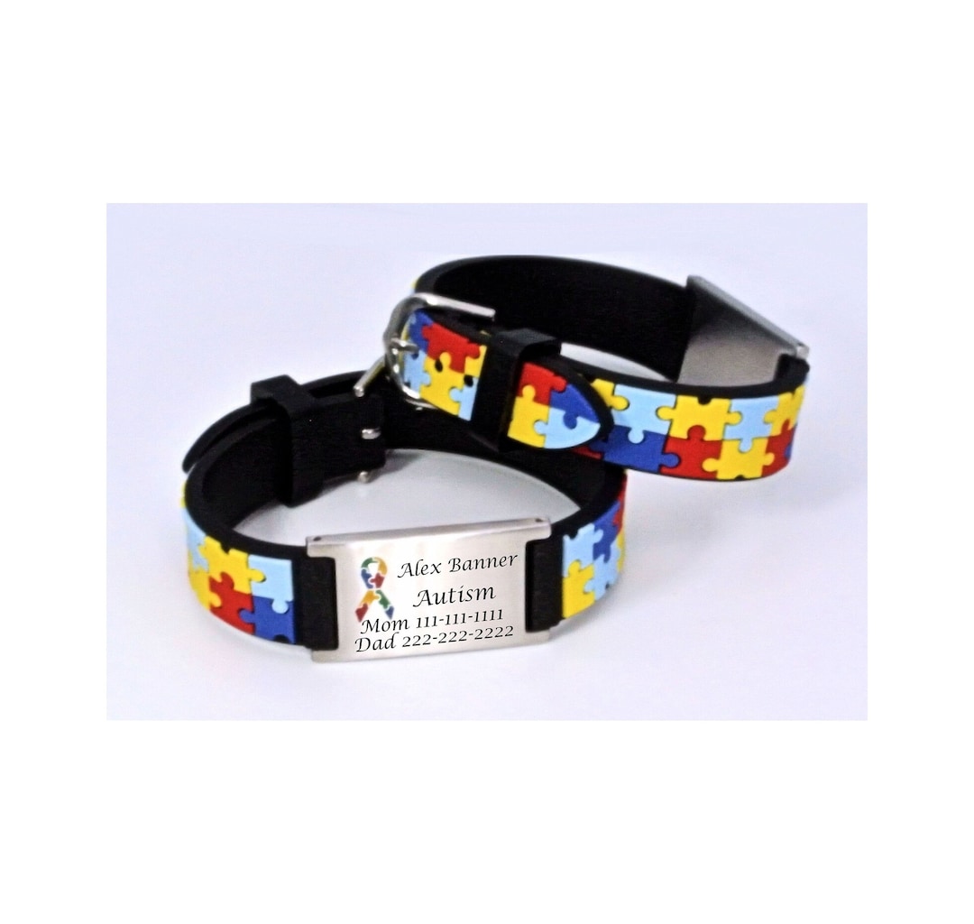 Engraved Medical Bracelet 8inches Autism Medical Alert Bracelet ID ...