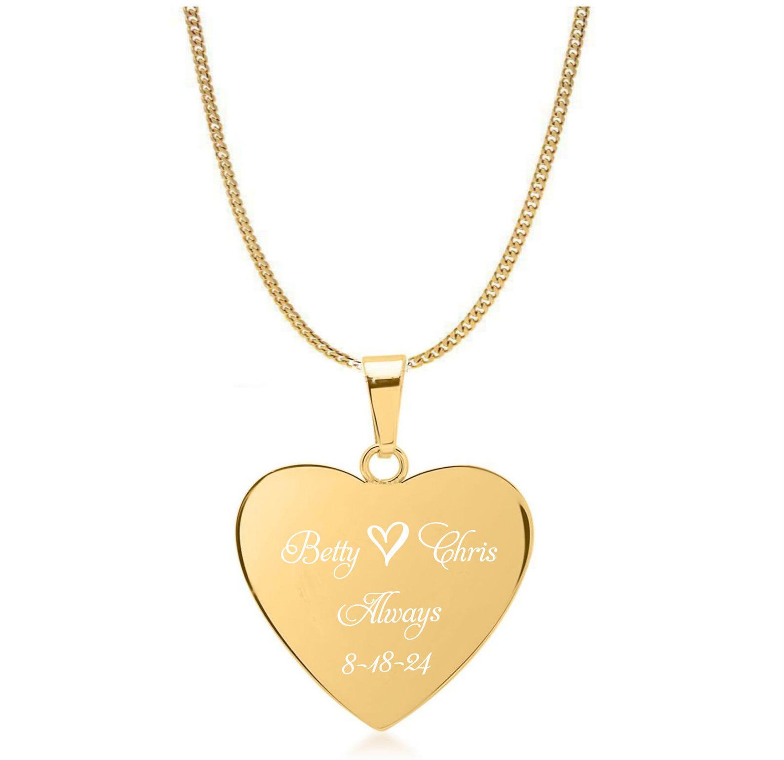 Engraved Gold Heart Necklace, Personalized Pendant, Anniversary Gift - Etsy