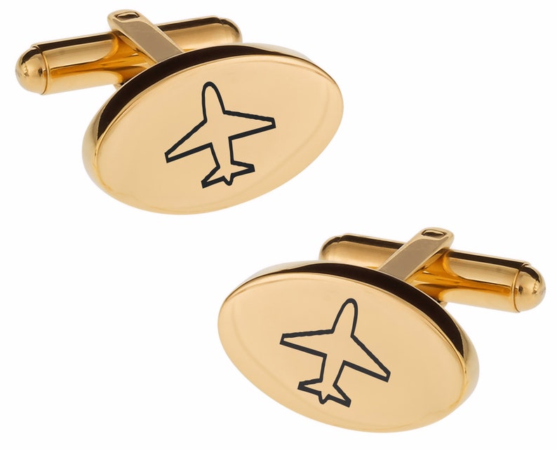 Engraved Gold Pilot Cufflinks Aviation Cufflinks | Etsy