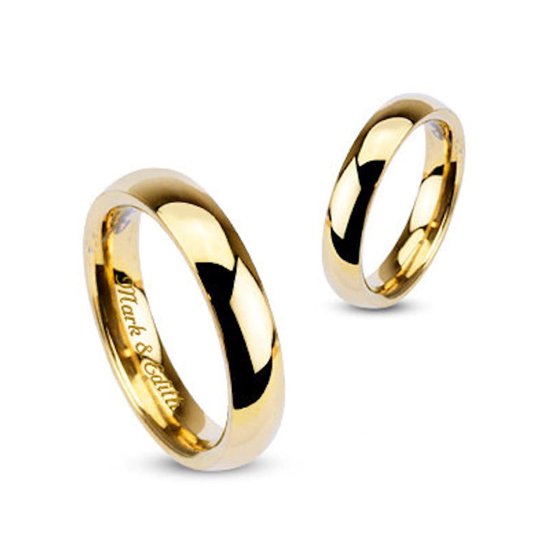 Personalized Gold Ring Set Custom Engraved Rings Stainless - Etsy