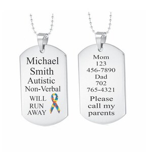 Personalized Autism Spectrum Disorder ASD Necklace With Dog Tag Pendant ...