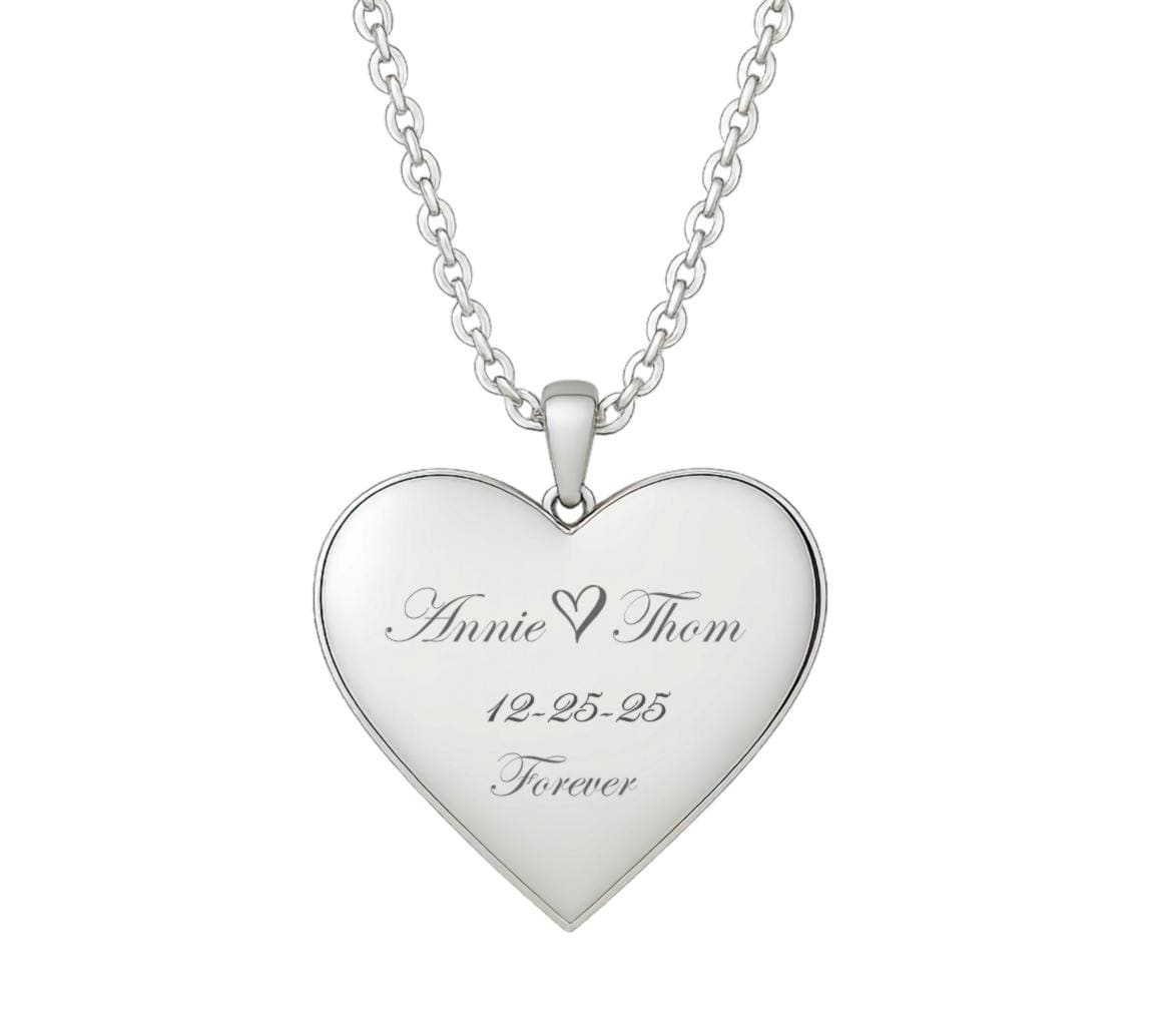 Personalized Sterling Silver Heart Necklace, Custom Engraved Pendant - Etsy