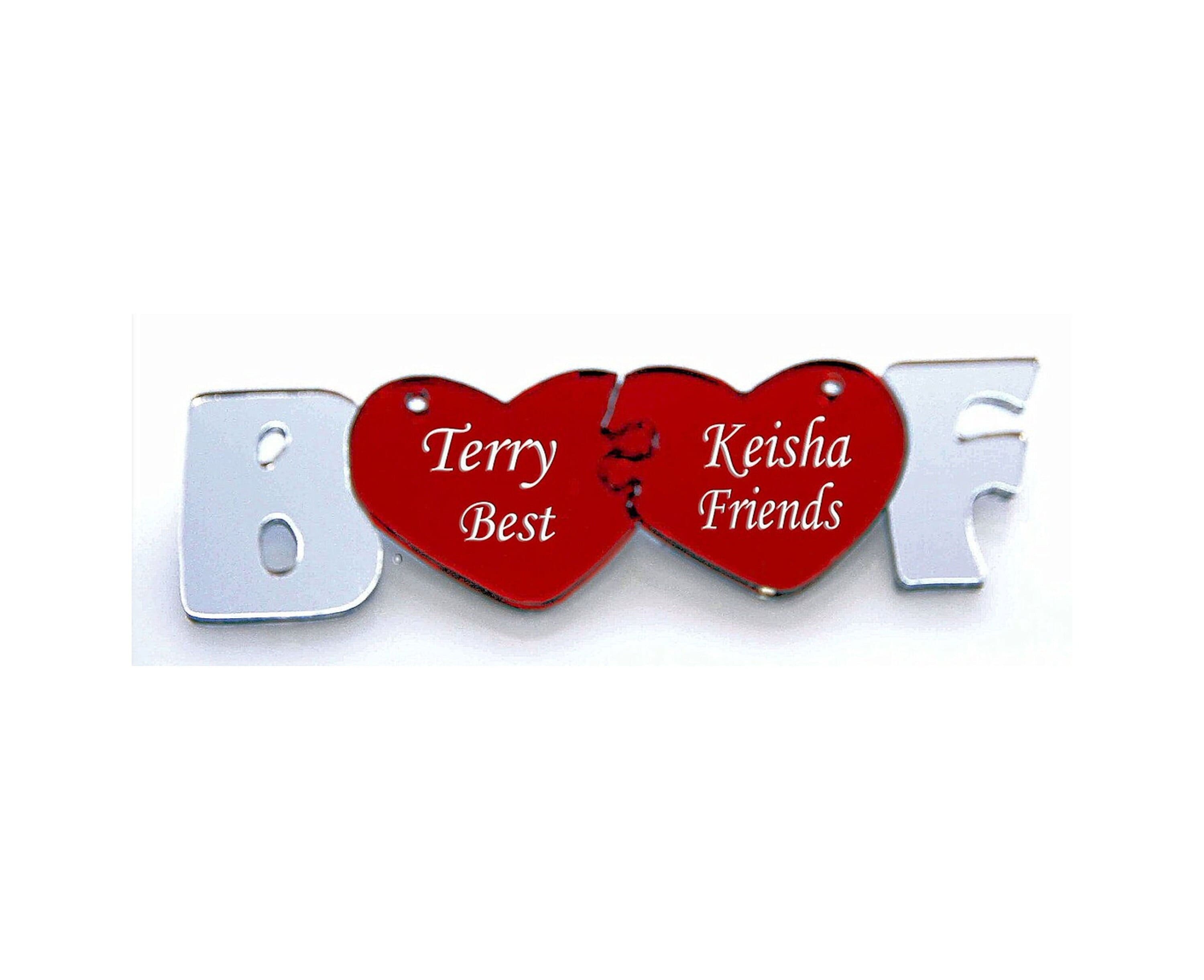 Engraved Acrylic Heart Friend Keychain or Necklace, BFF Gift Set - Etsy