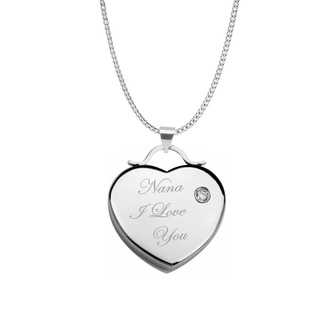 Engraved Heart Necklace, Personalized Necklace, Silver Heart Necklace ...