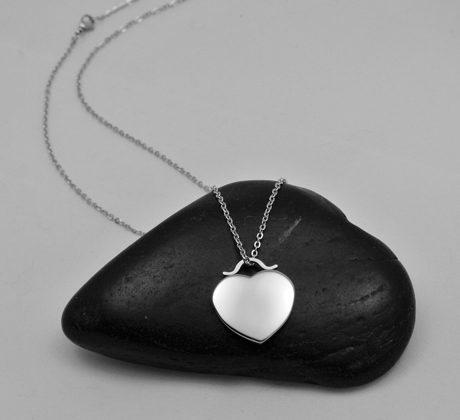 Personalized Necklace Engraved Heart Necklace Silver Heart - Etsy