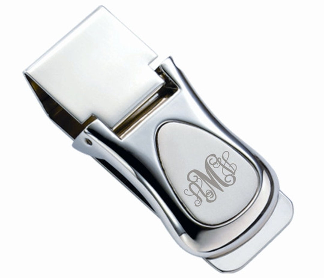 Two Tone Silver Money Clip - Personalized Teardrop Hinged Clip - Etsy