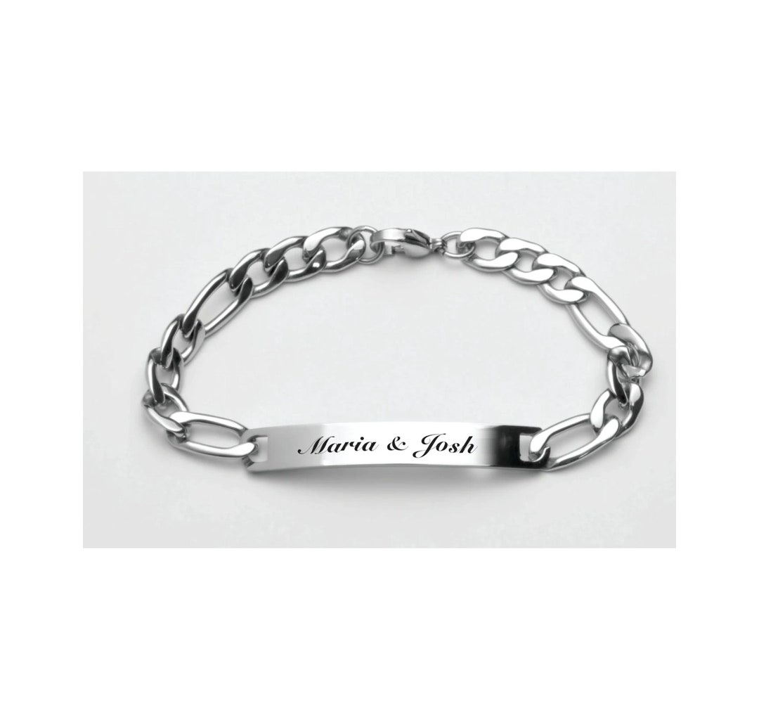 Personalized Bracelet, Stainless Steel ID Bracelet, Silver Bracelet ...