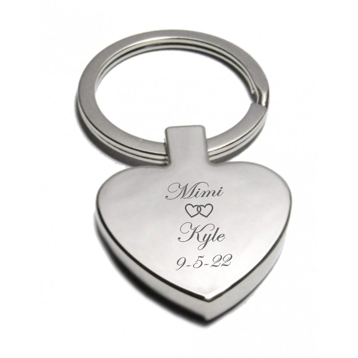 Personalized Silver Heart Keychain Engraved Free - Etsy