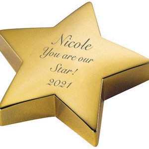 Personalized Gold Star Paperweight, Custom Engraved Gift, Star Award - Etsy