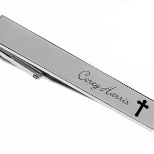 Engraved Cross Tie Clip Personalized Silver Tie Clip Religious Gifts ...