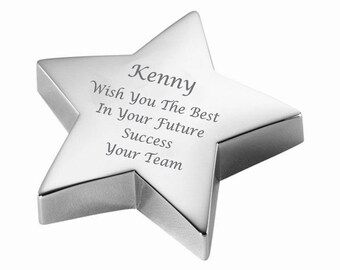Personalized Gold Star Paperweight Custom Engraved Free, Engraved ...