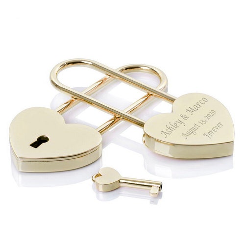 Personalized Engraved Heart Love Lock With Key Travel Bridge - Etsy