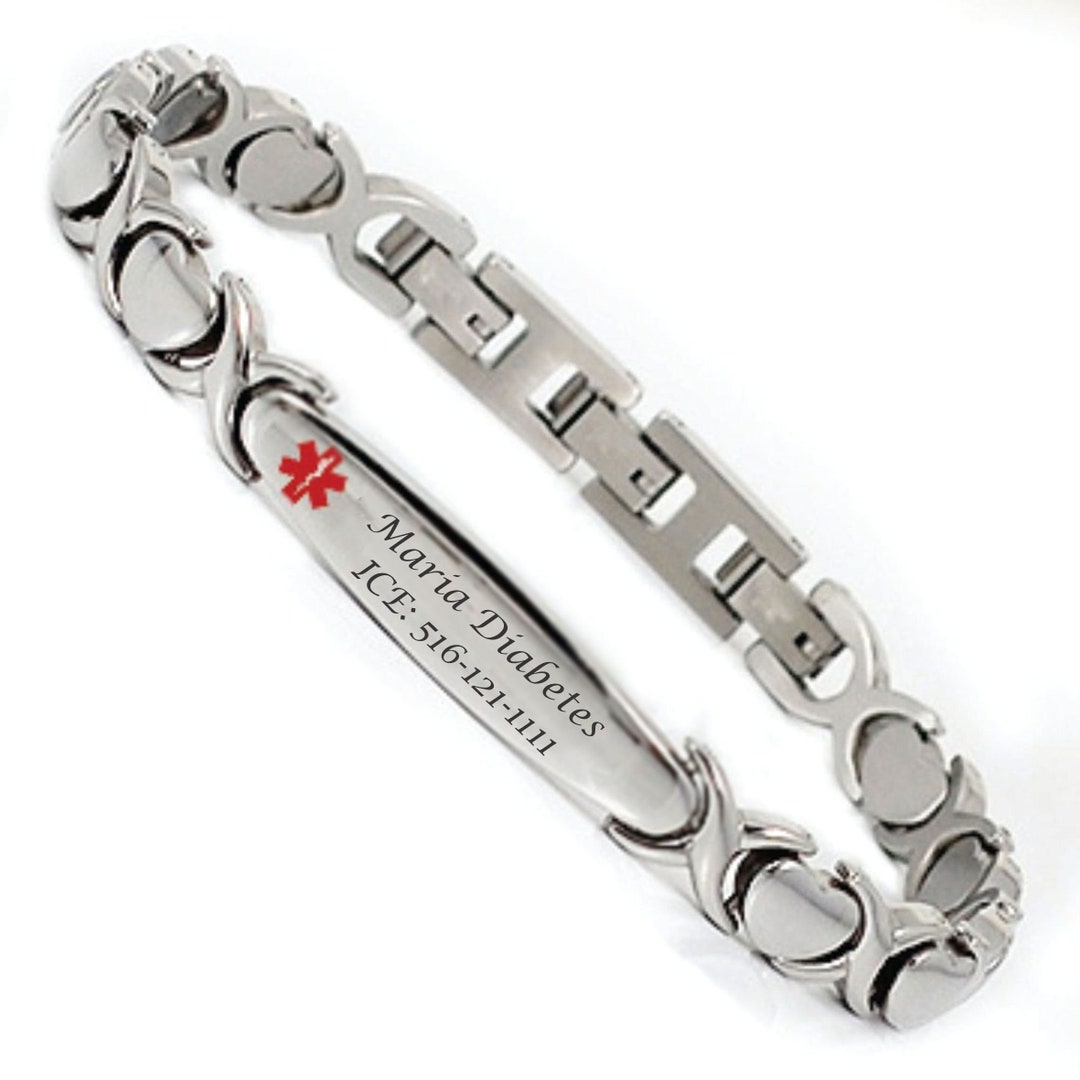 Engraved Medical Alert Ladies ID Bracelet Personalized Medical ...