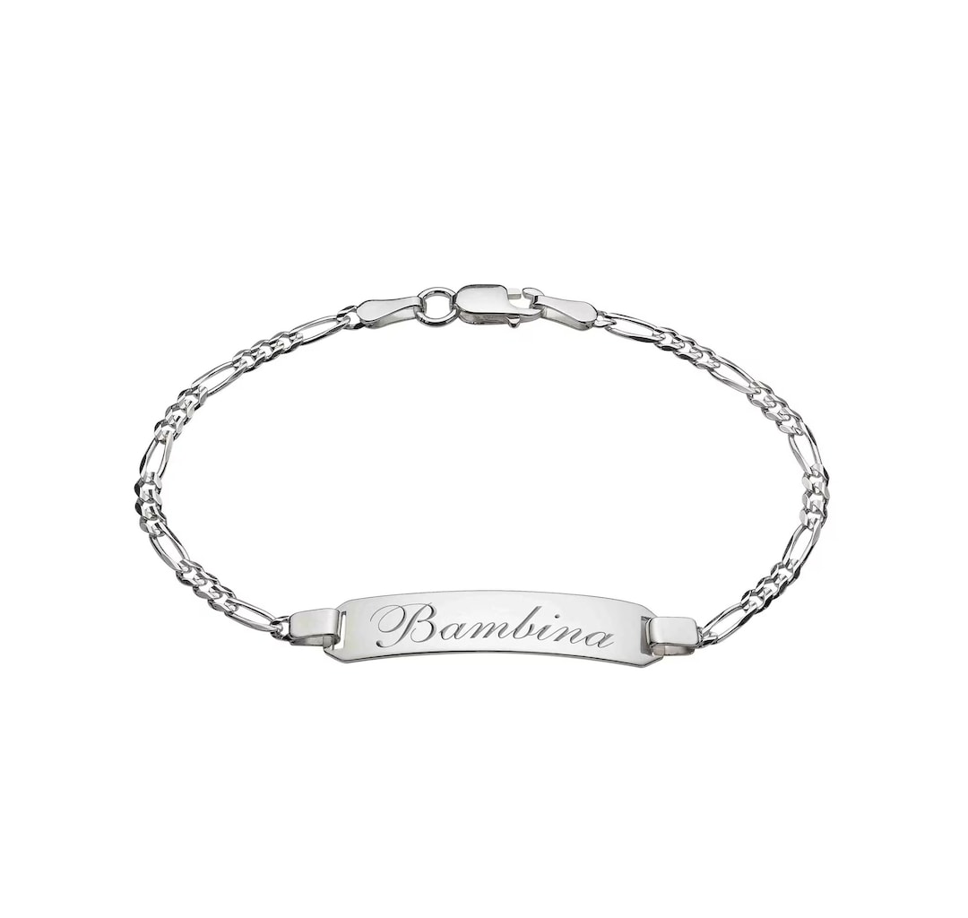 Personalized Sterling Silver Baby ID Bracelet, Engraved Name (5.5 ...