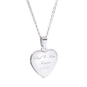 Engraved Sterling Silver Heart Necklace Personalized Silver Pendant - Etsy