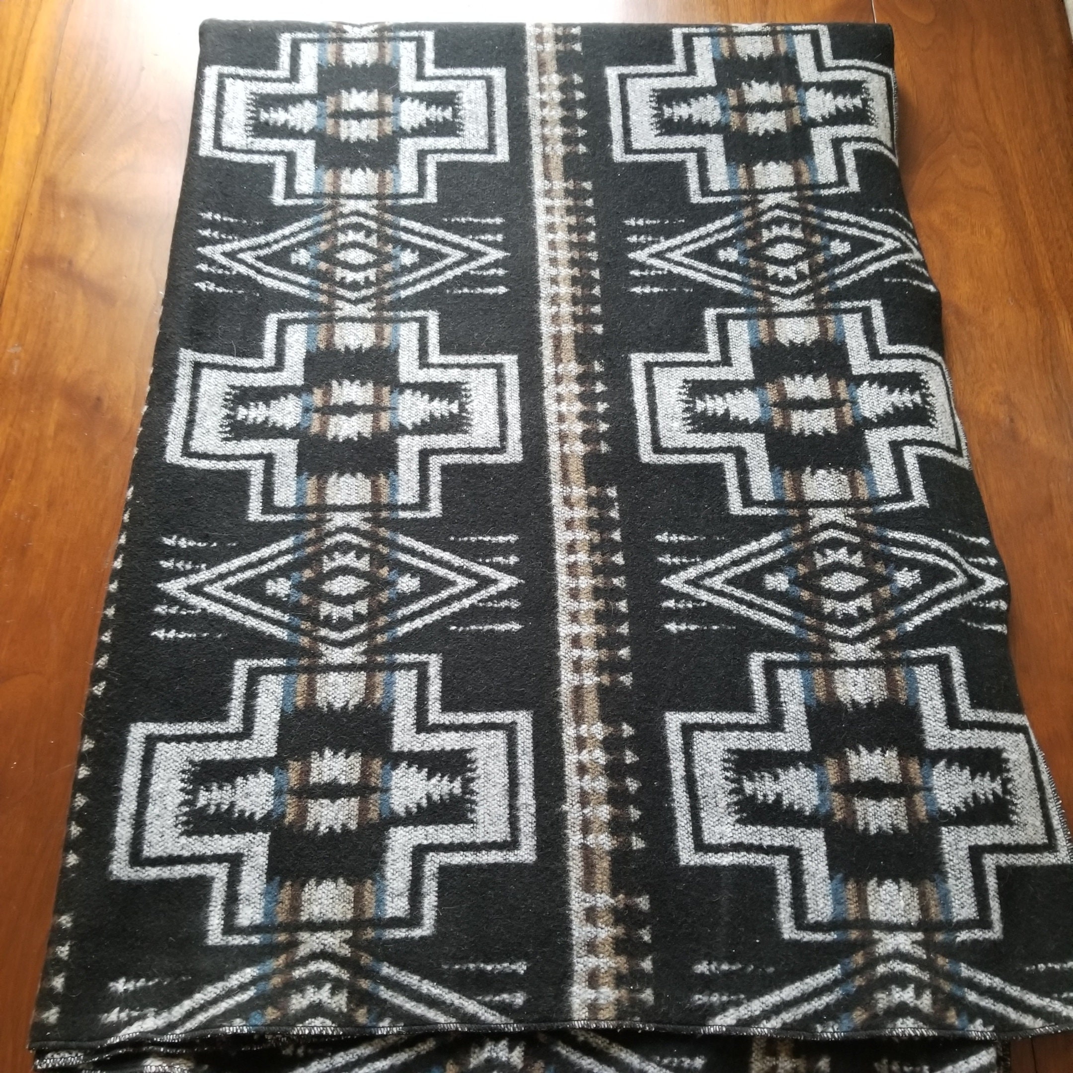 Wool Blend Blanket- Aztec Blanket, Reversible Blanket, Southwest - Etsy