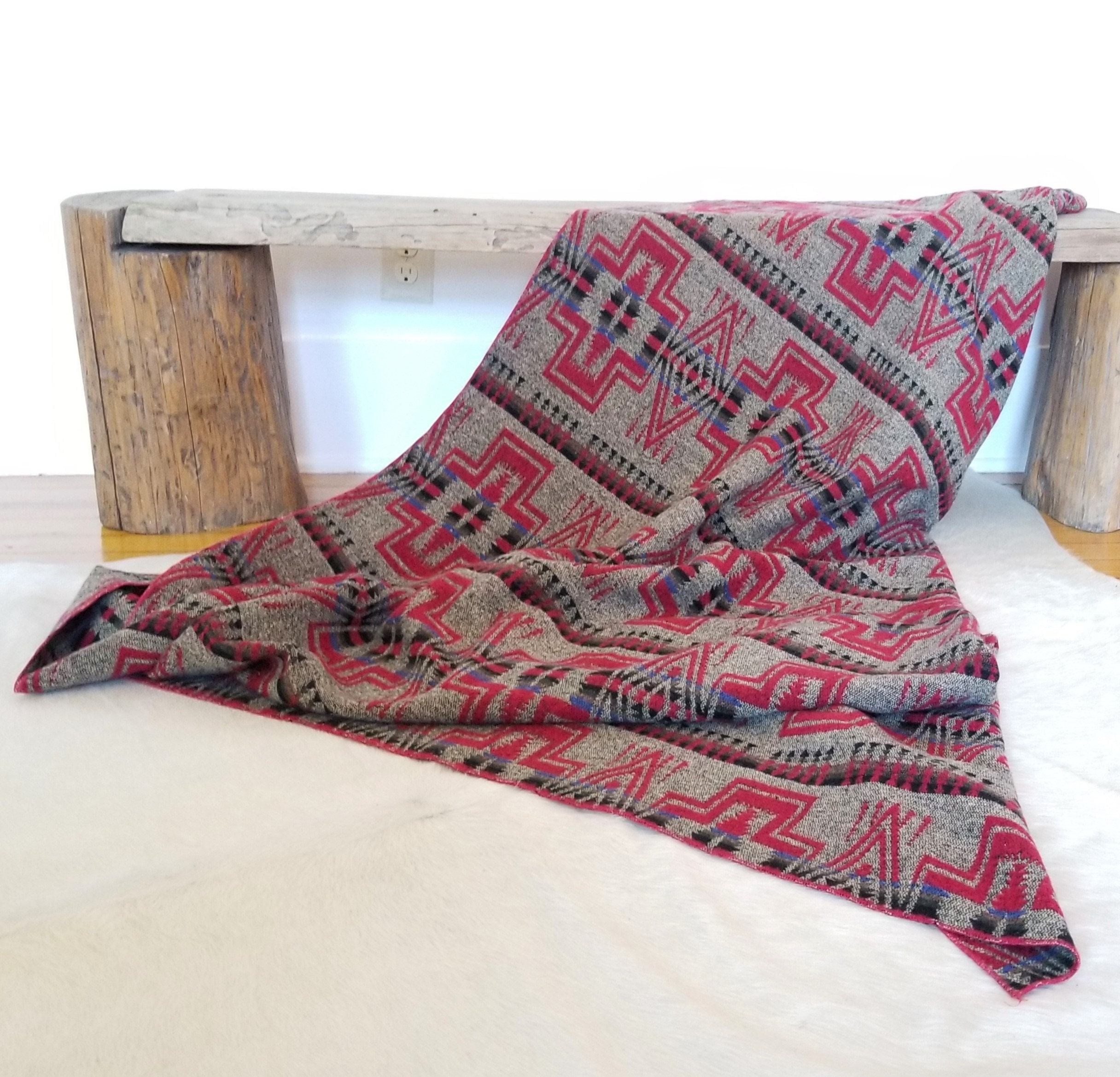 All Season Wool Blend Camp Blanket Beach Blanket, Throw Blanket, Navajo ...