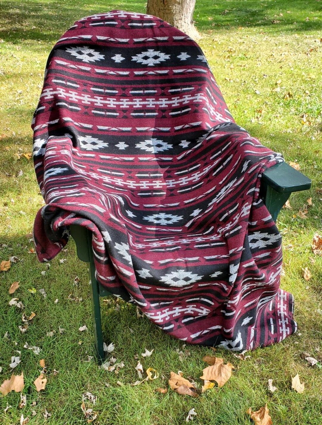 Berry Aztec Camp Blanket: Wool Blend Southwest Throw - 60x80 - Etsy