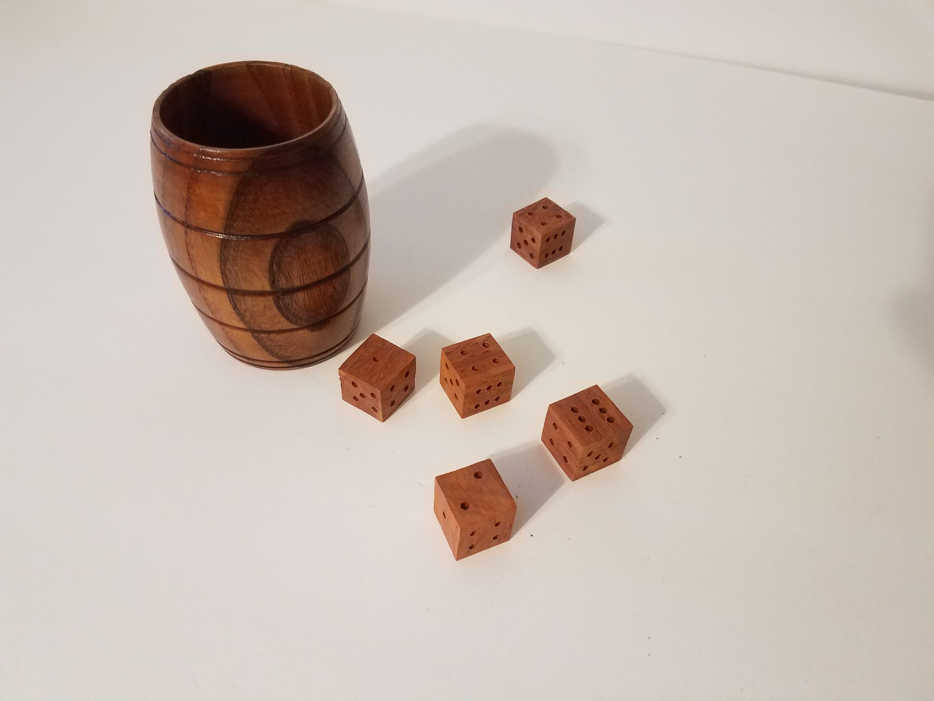 5 Dice and Cup - Solid Wood - African Padauk Hardwood Dice - Etsy