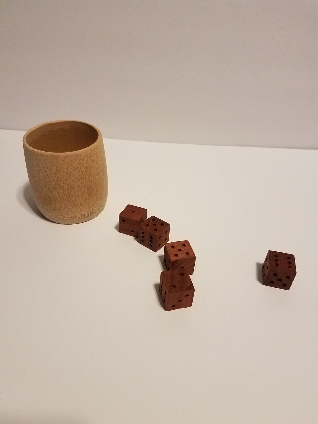 5 Dice and Cup - Solid Wood - Sandalwood Hardwood Dice - Etsy