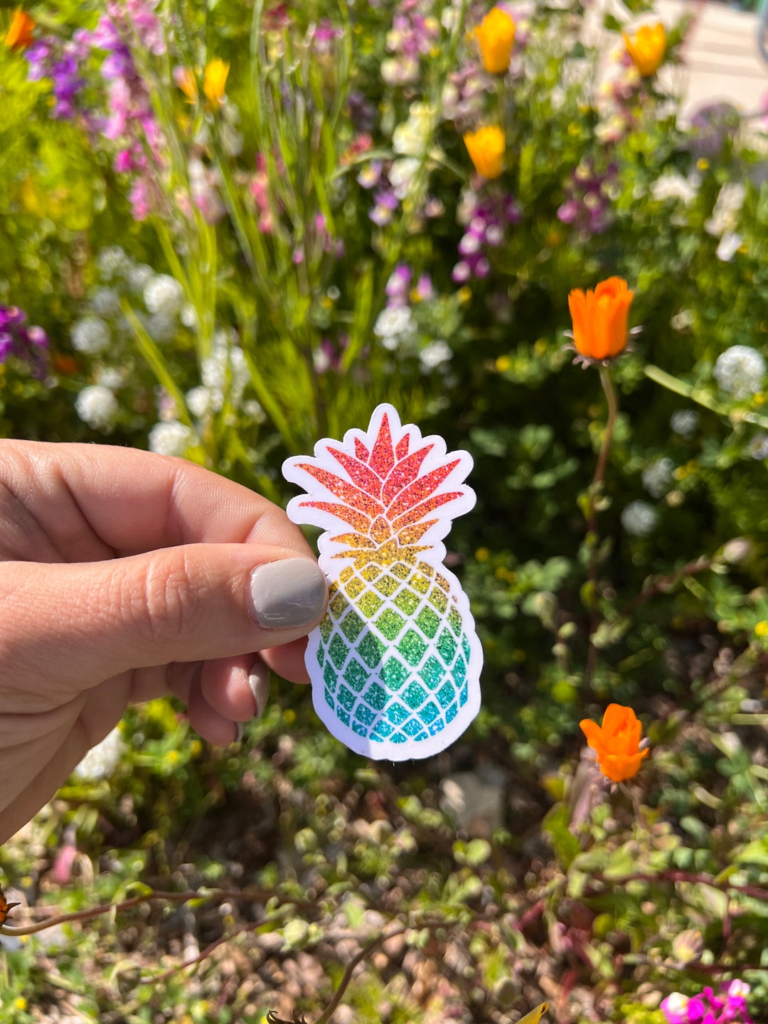 Rainbow Pineapple Sticker, Glitter Pineapple, Pineapple Sticker ...