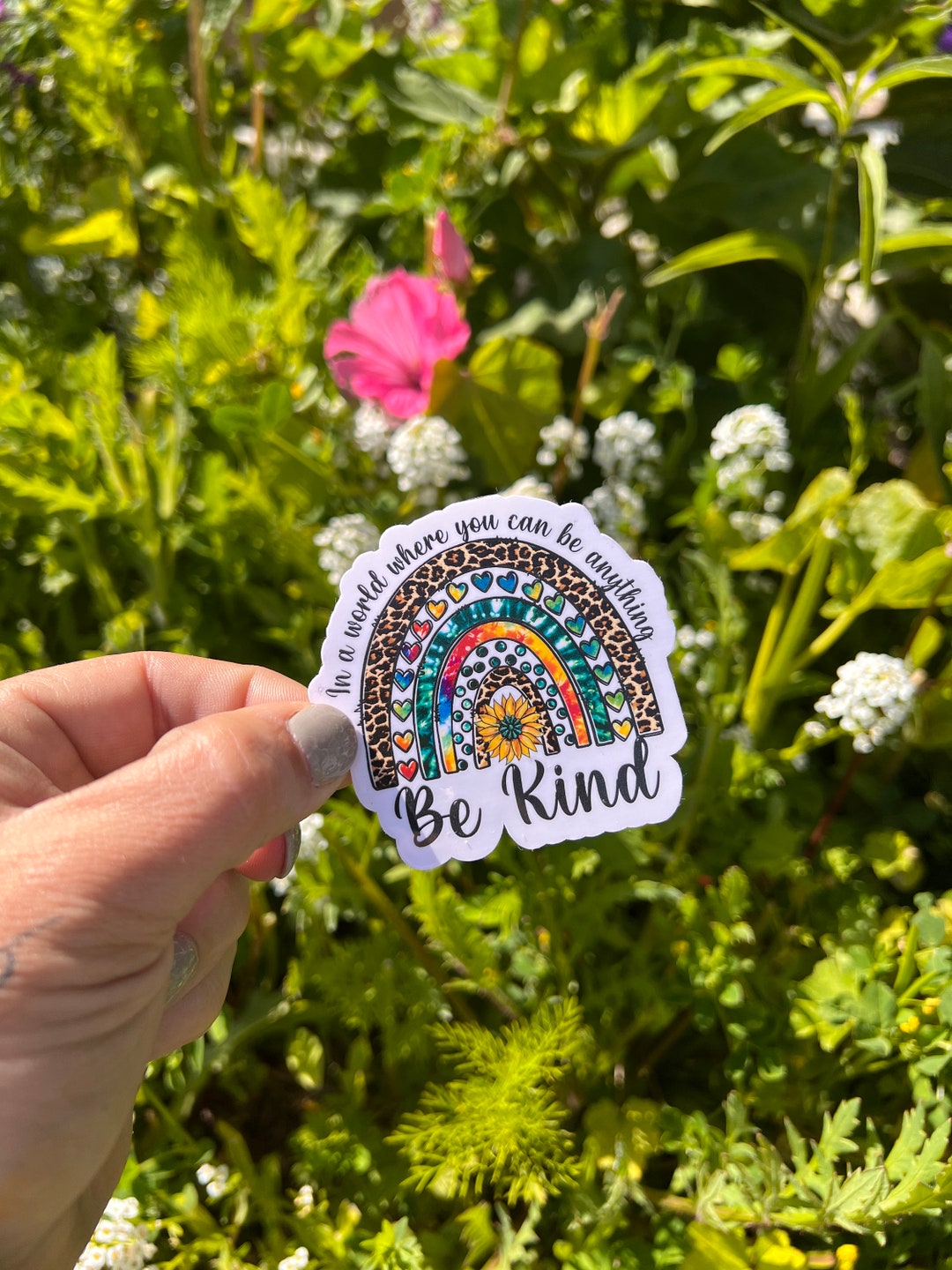 Be Kind Rainbow Sticker, Laminated Water Resistant Vinyl Decal - Etsy