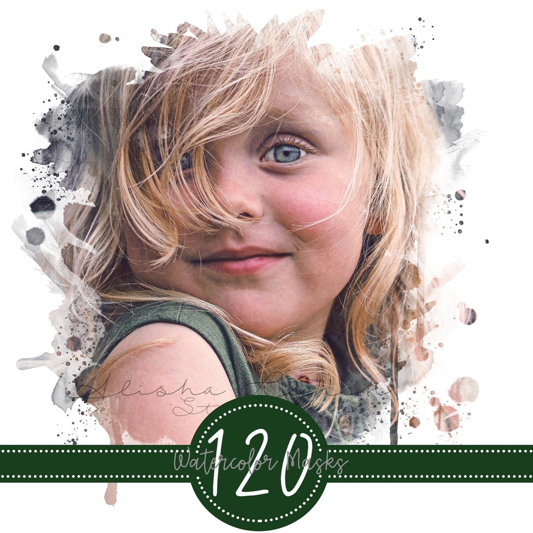 120 Digital Watercolor Paint Masks, Photoshop Clipping Mask, Photoshop ...