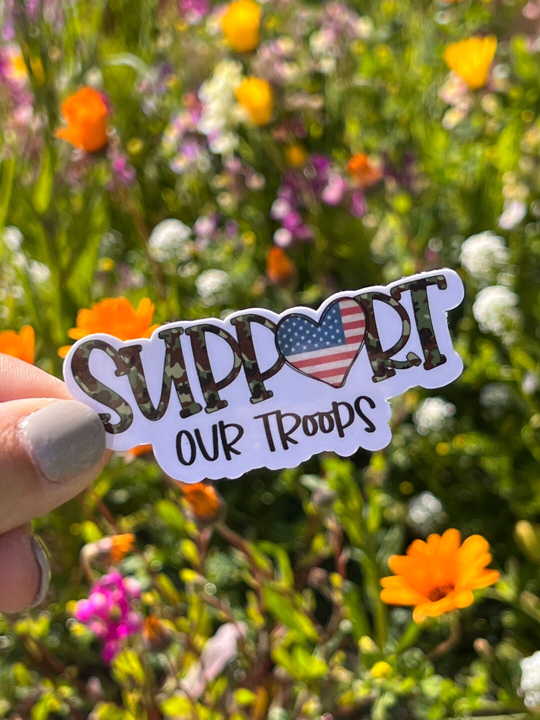 Support Our Troops Sticker, Military Camo American Flag Decal - Etsy