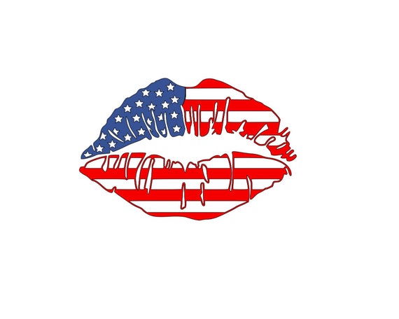 American Flag Lips Vinyl Decal Kiss Flag Merica Patriot | Etsy