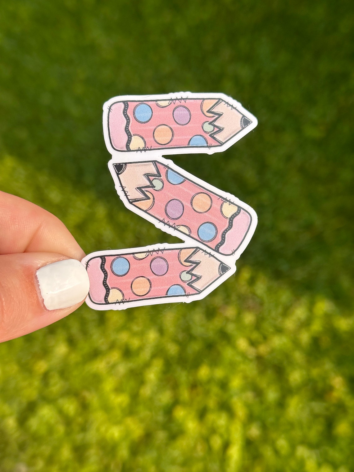 Three Pencils Sticker, Colorful Polka Dot, Laminated Water Resistant - Etsy