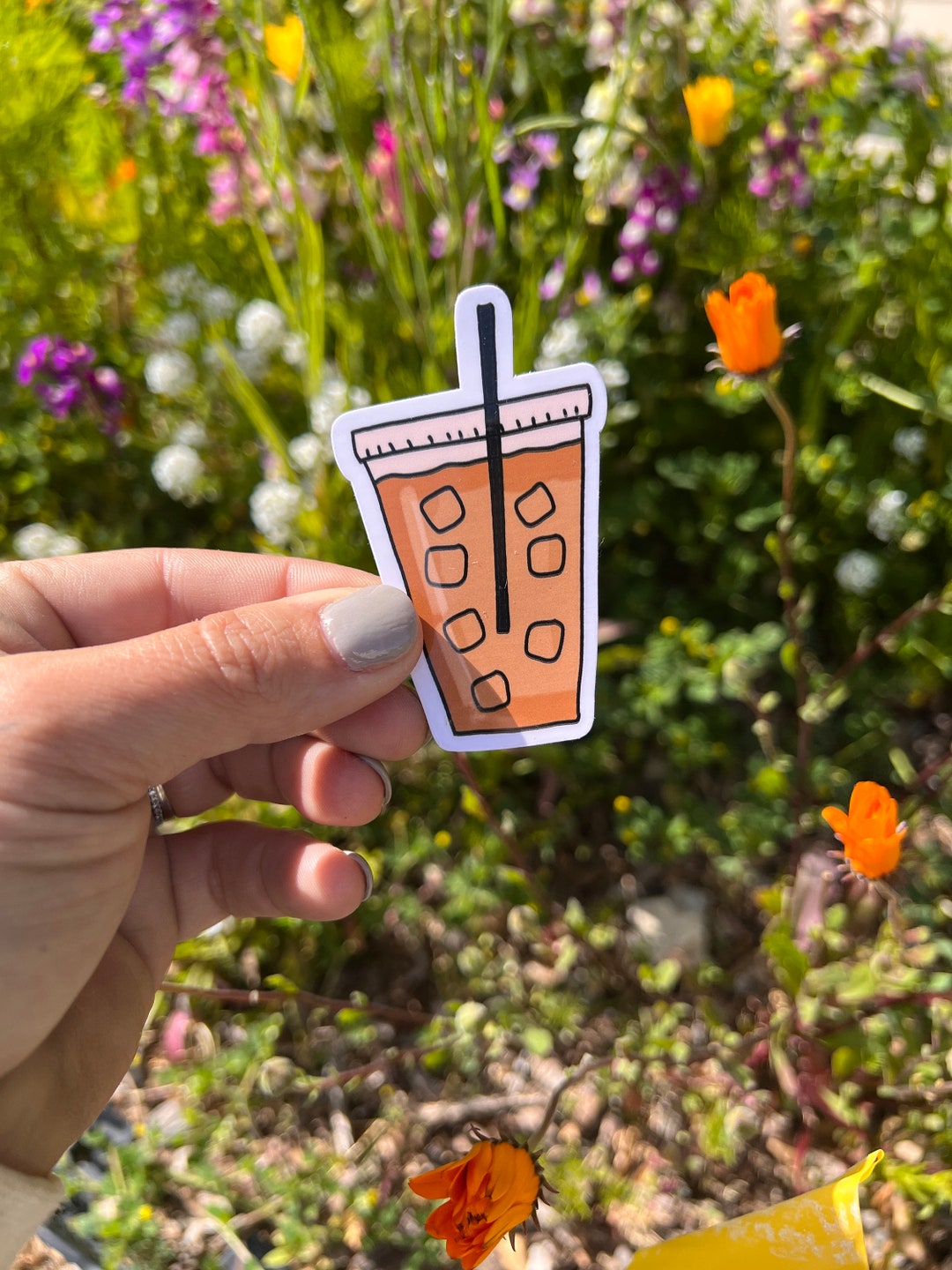Iced Coffee Sticker, Laminated Water Resistant Vinyl Decal - Etsy