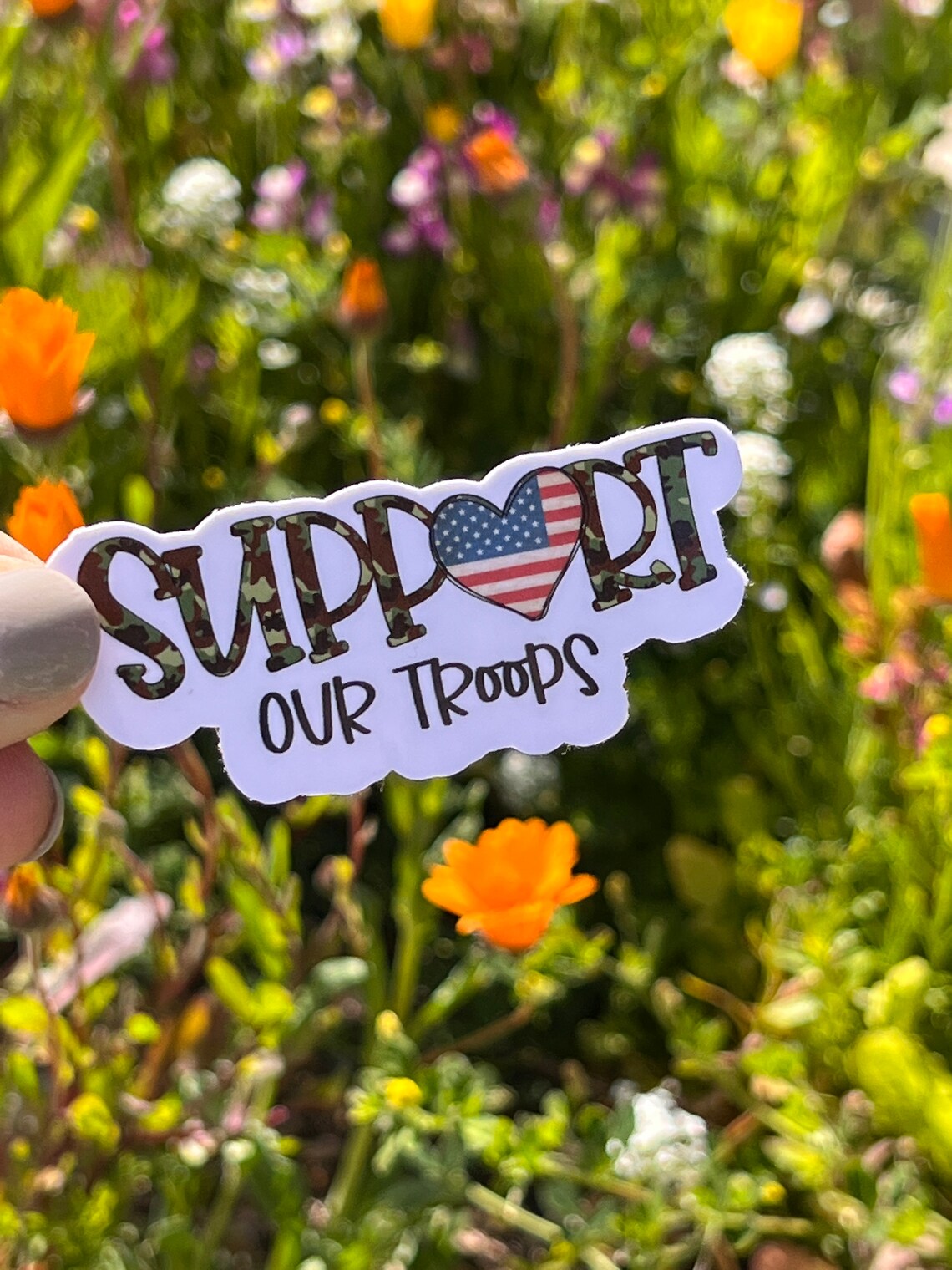 Support Our Troops Sticker, Military Camo American Flag Decal - Etsy