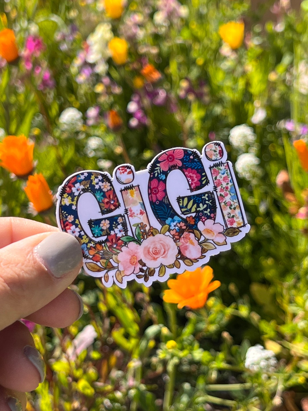 Pretty Floral Gigi Sticker, Grandma Sticker, Gigi Flower, Gigi Gift ...