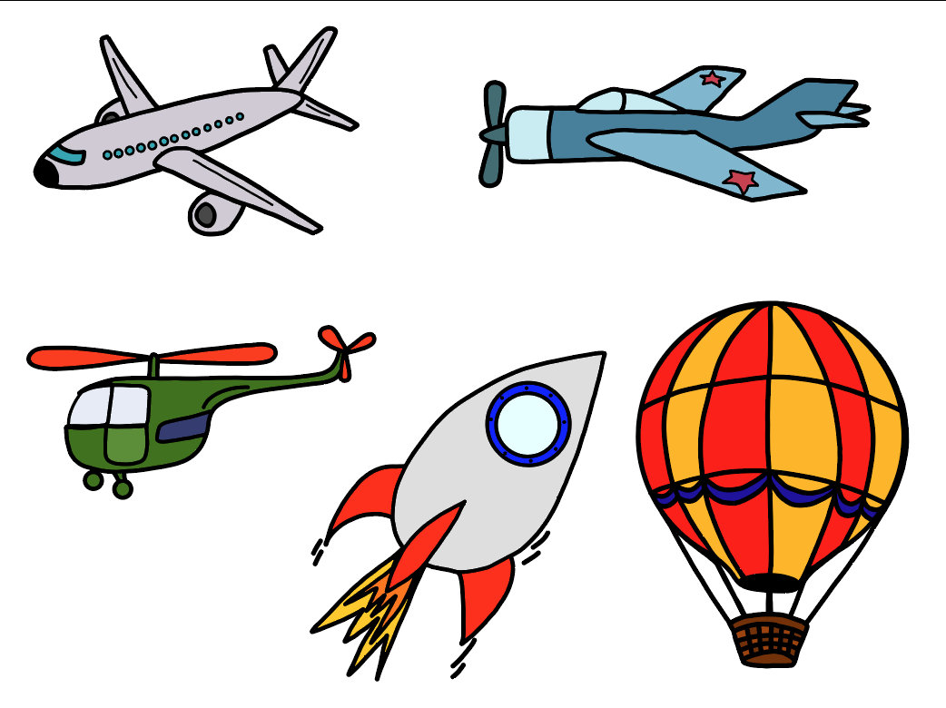 Air Transportation Clip Art Cartoon 3d Air Transport Plane Hot Balloon