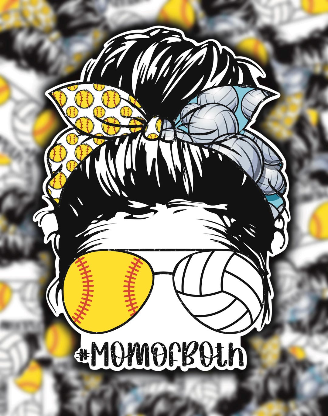 Mom of Both Sticker, Softball and Volleyball, Sports Mom, Game Day ...