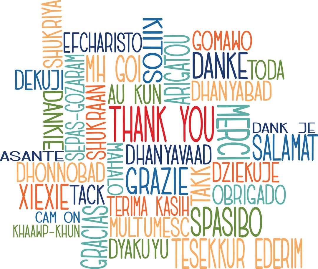 Thank You in Many Languages SVG, Word Cloud (digital Download) - Etsy