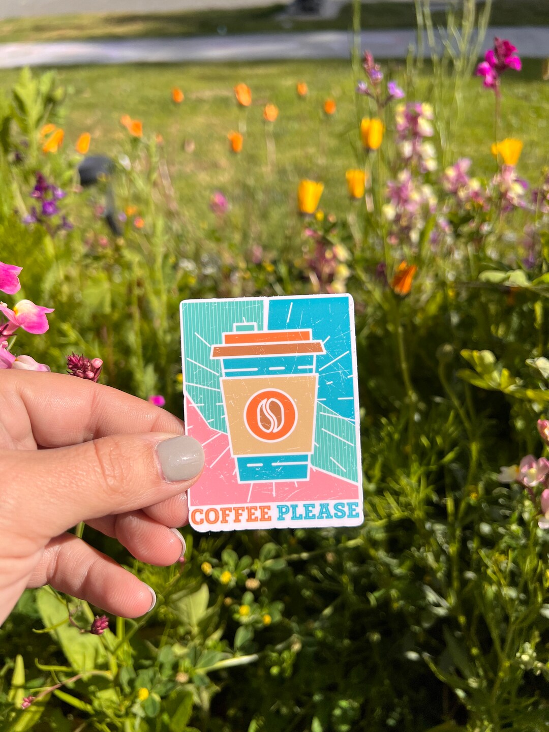 Coffee Please Laminated Sticker, Water Resistant - Etsy