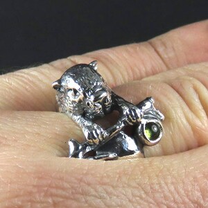 Beaver Ring With Peridot - Animal Ring - Totem Ring - Green Stone Ring ...