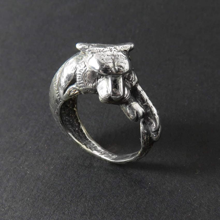 Tiger Ring Silver Animal Ring Totem Ring Sculpted - Etsy