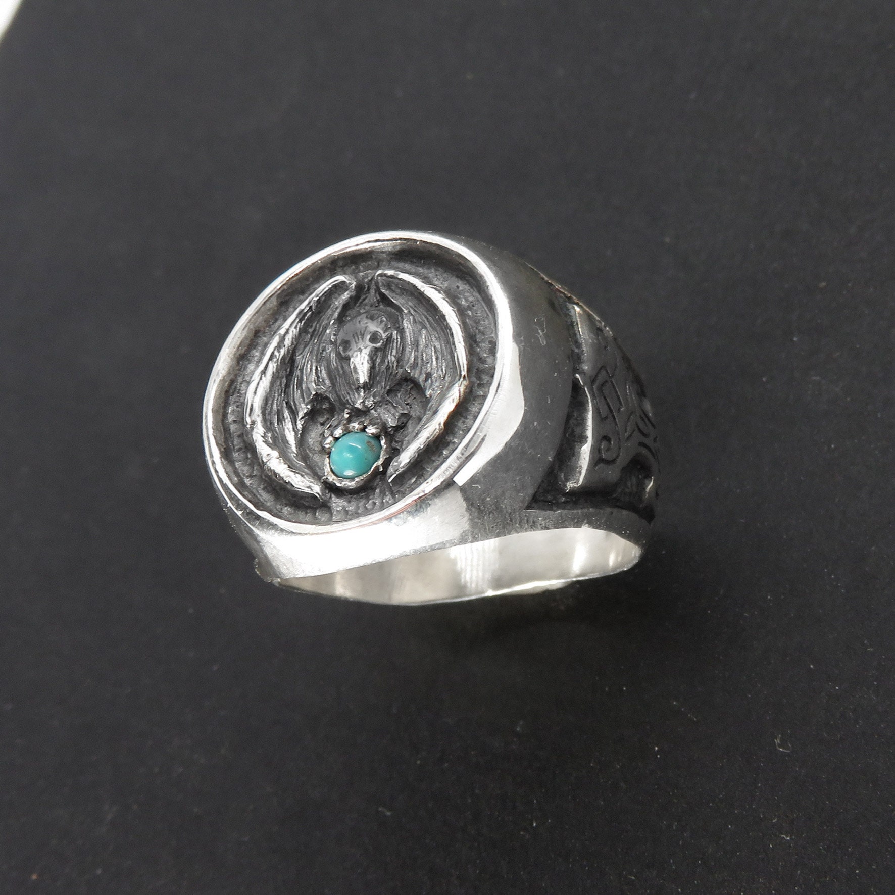 Raven Signet Ring With Mjölnir Huge Men's Sterling - Etsy Israel