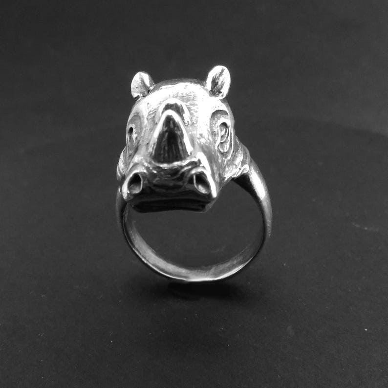 White Rhino Ring Rhinoceros Ring Animal Ring Totem Ring | Etsy