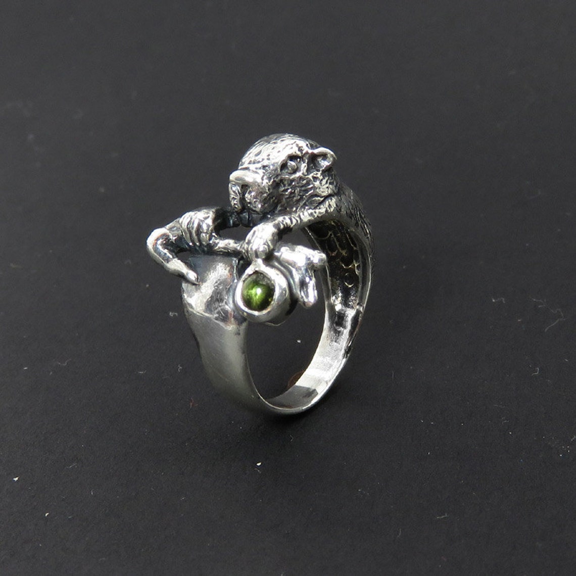 Beaver Ring With Peridot Animal Ring Totem Ring Green - Etsy Israel