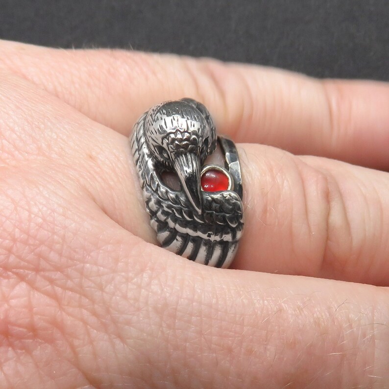 Dark Raven Ring With Carnelian or Another Stone of Your Choice | Etsy