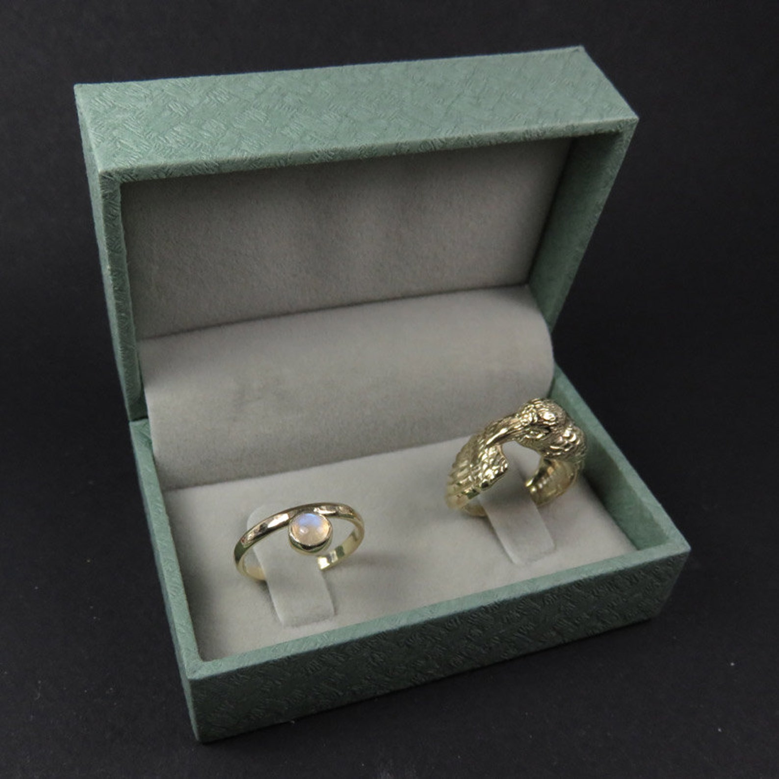 14K Gold Raven Ring With Moonstone Pagan Wedding Ring - Etsy Israel