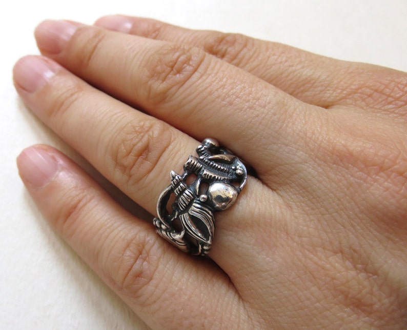 Underwater World Ring in Sterling Silver Mermaid Ring | Etsy